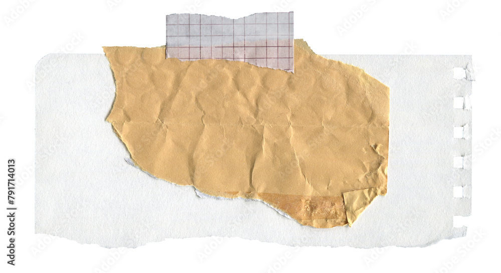 Vintage Scrapbook Note Paper Blank. Ripped paper with Paperclip and ...