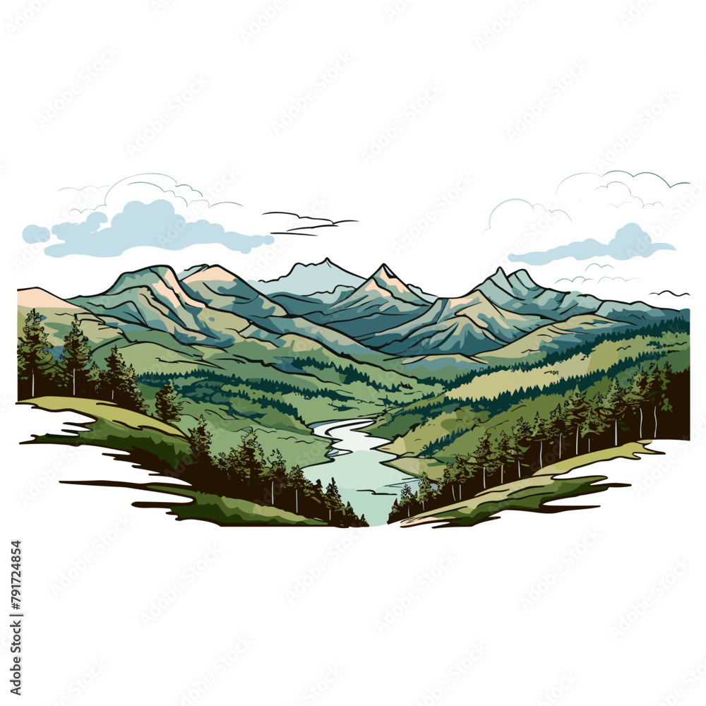 Great Smoky Mountains. Great Smoky Mountains hand-drawn comic ...