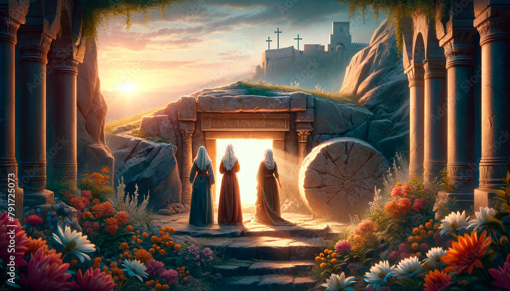 Resurrection of Jesus. Easter. Digital image showing a scene of ...