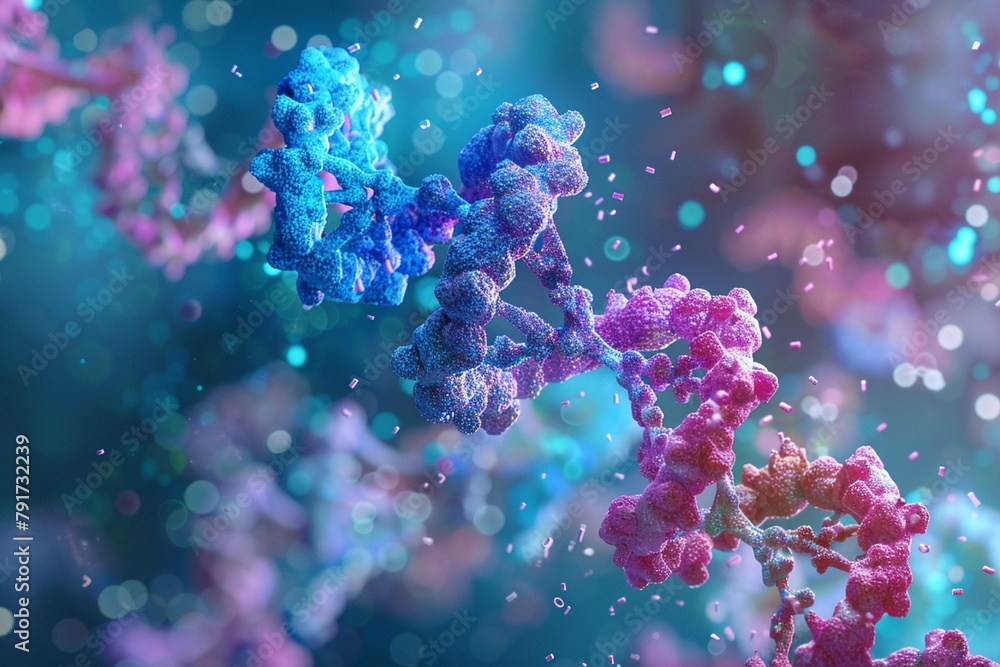 Gene editing CRISPR-Cas9 mechanism, close-up, precise molecular action ...