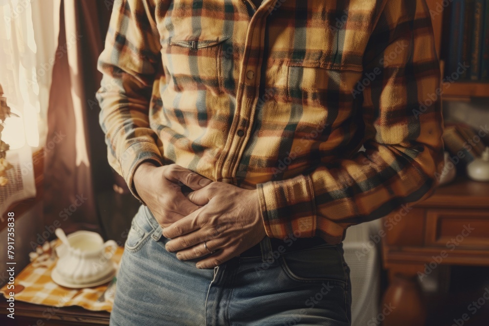 Despite the tranquility of his surroundings, the man's stomach pain ...