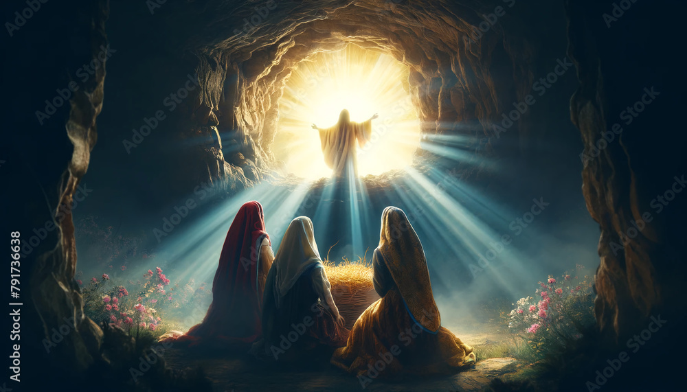 Resurrection of Jesus. Easter. Digital image showing a scene of ...