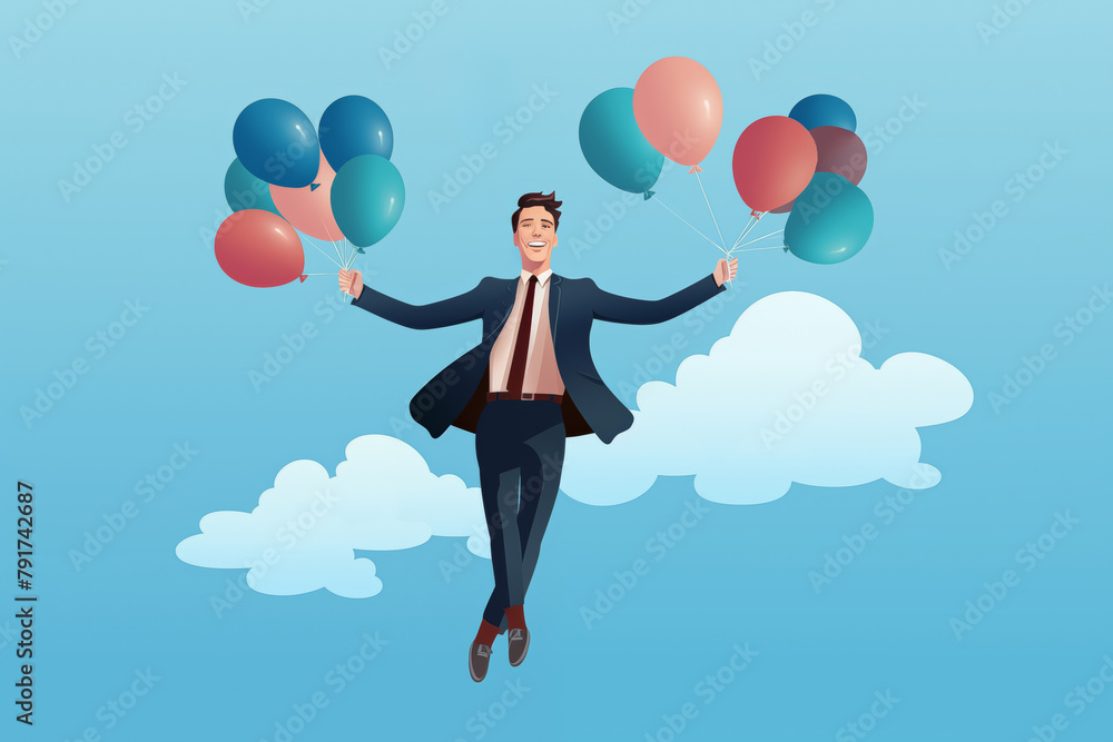 Business graphic vector modern style illustration of a business person ...