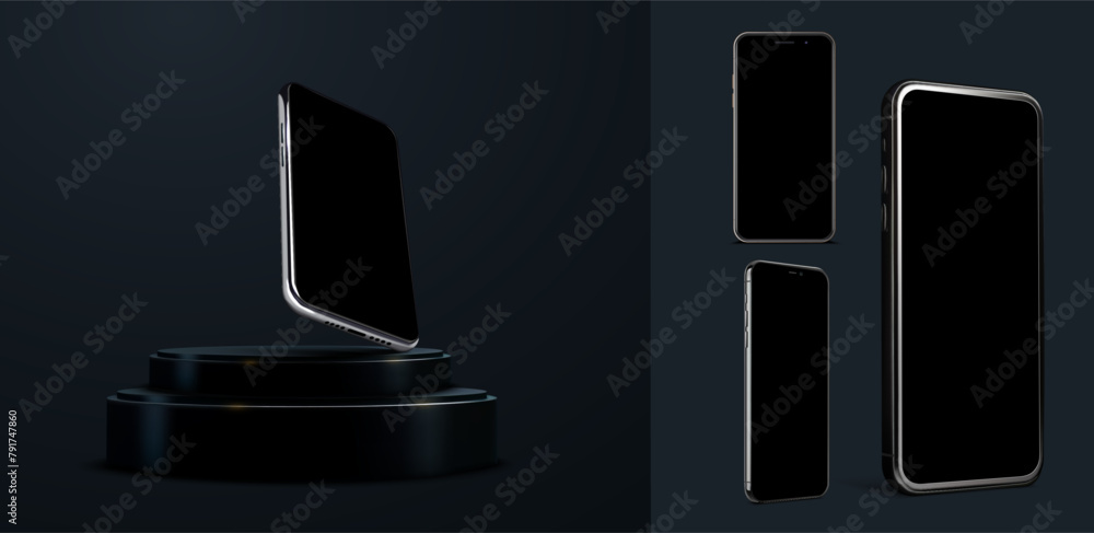 Sleek Smartphone with Neon Glow on a Futuristic Circular Platform ...