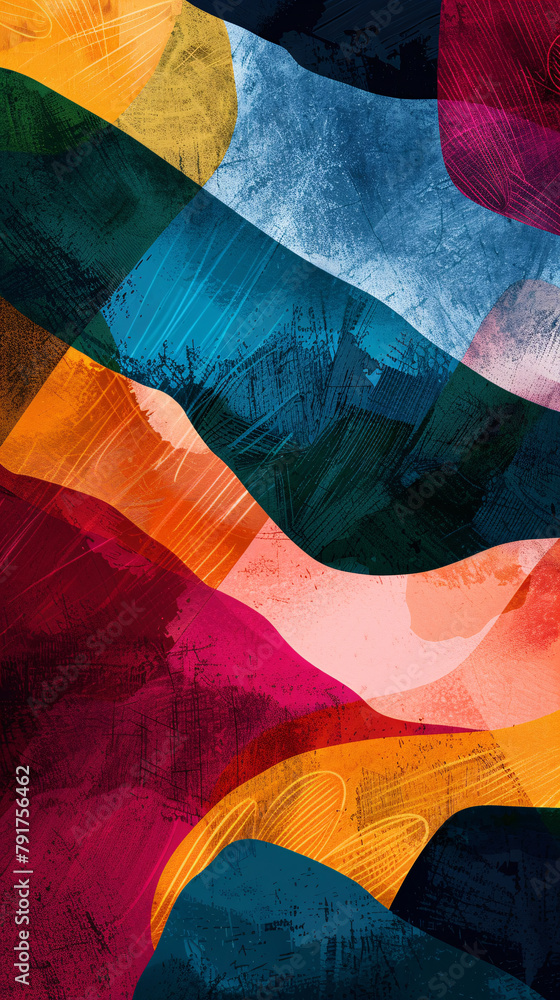 Abstract art background with vibrant color blends and unique shapes for ...