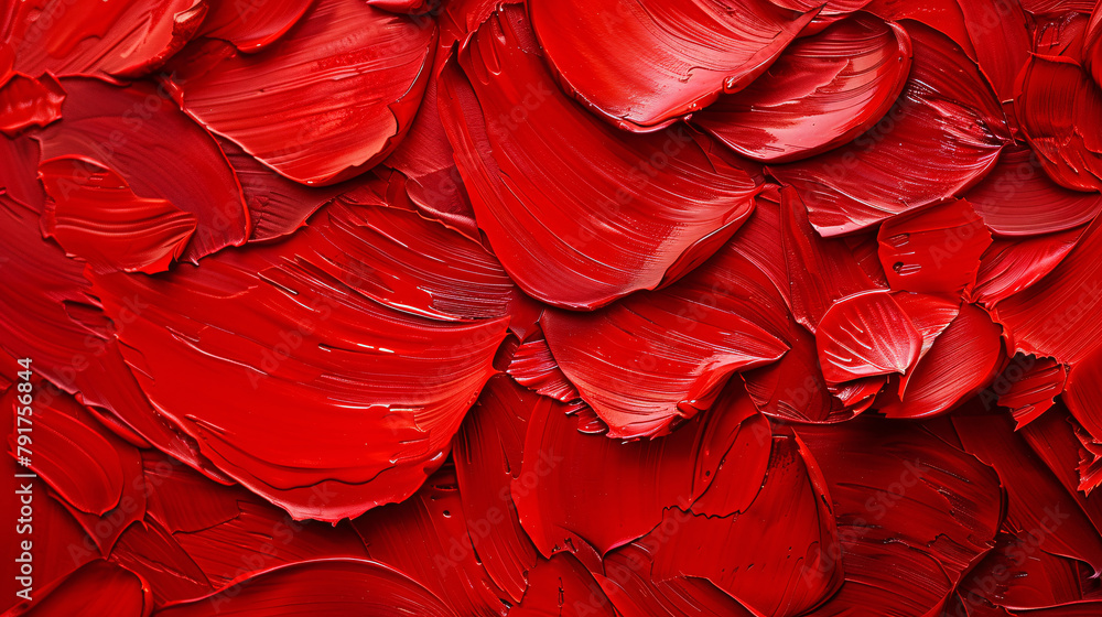 a striking array of red oil paint strokes applied with a thick impasto ...
