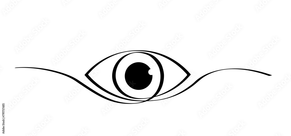 Cartoon open eye line pattern. human eye icon or logo. Smile eyes and ...