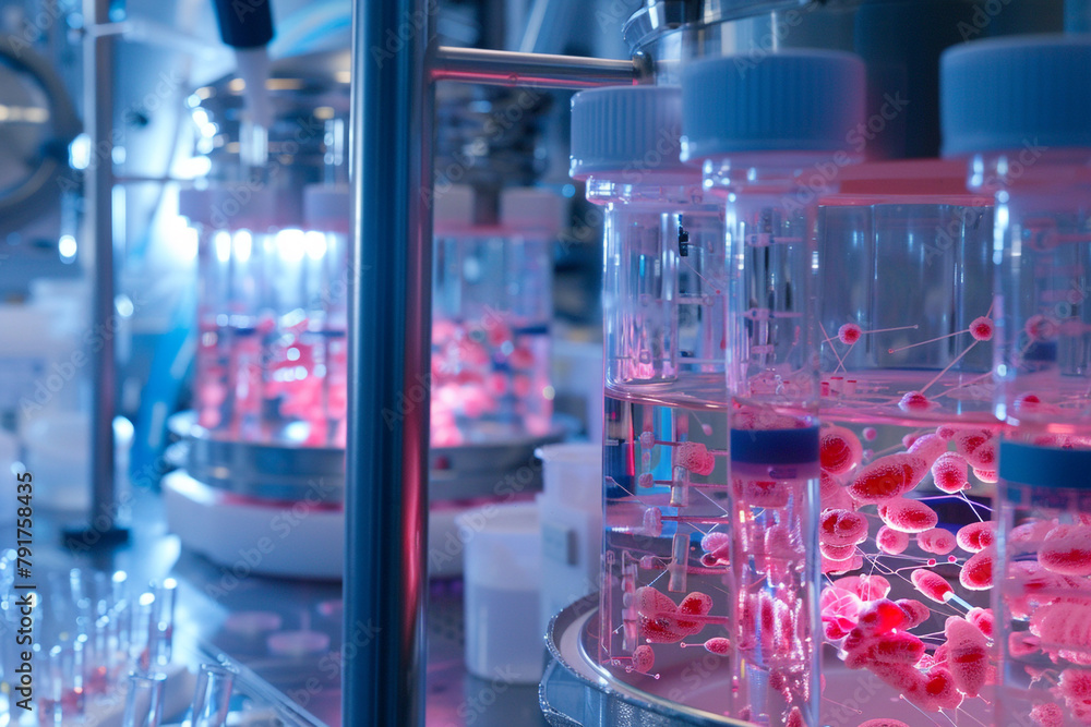 antibody production in a biotech lab, with close-ups on fermentation ...