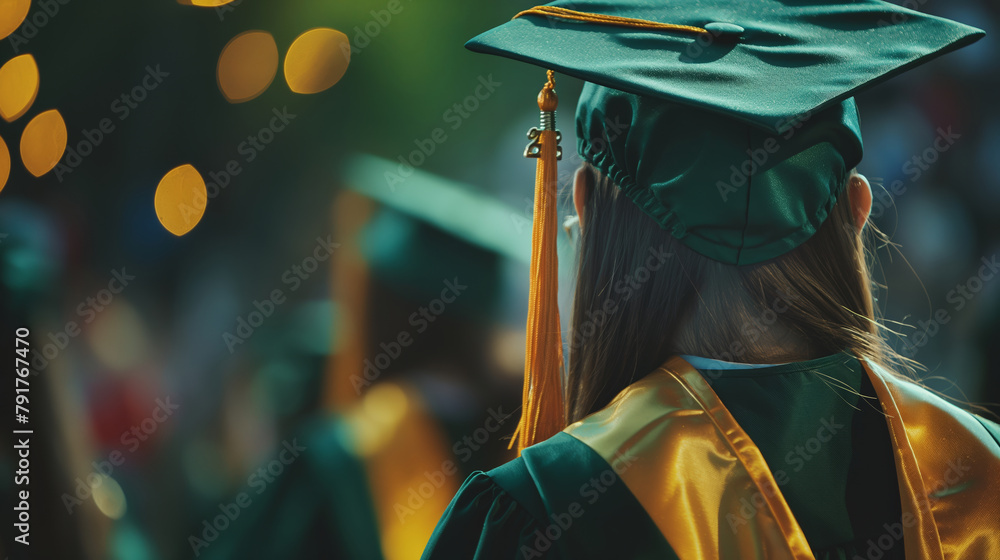 Ceremony of graduation. University graduates wearing graduation gown ...