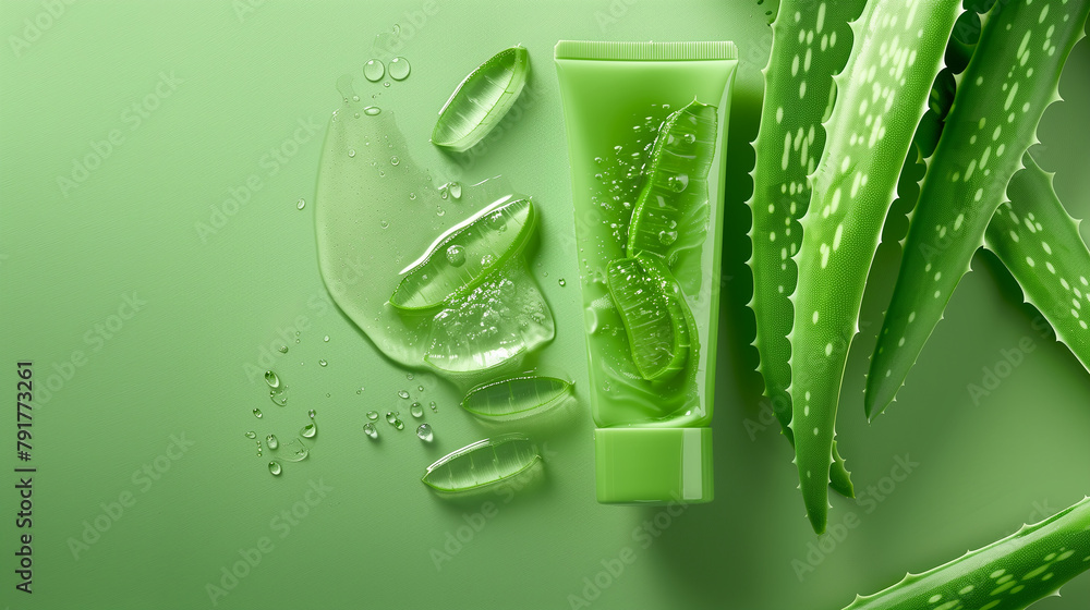 a tube of soothing aloe vera gel with a refreshing green hue ...
