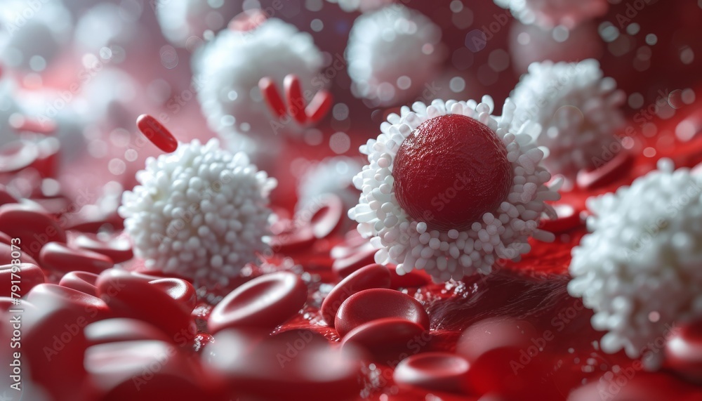 Red Blood cell and white blood cells 3d vein flow platelet wave of ...
