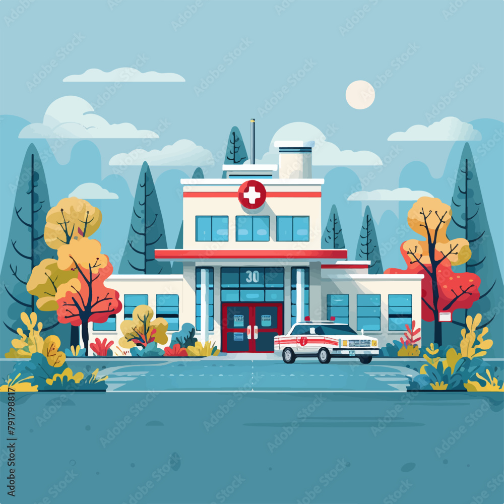 hospital cartoon illustration in vectorial Stock Vector | Adobe Stock