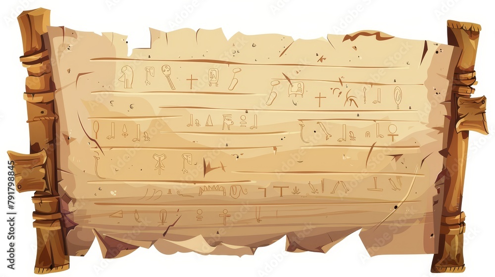 Ancient Egyptian papyrus frame or border with hieroglyphs modern icon ...