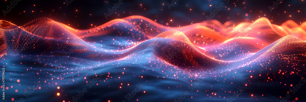 Abstract Gradient Wave of Particles. Big Data, Digital waves ...