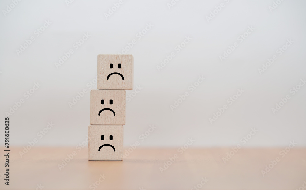 Customer Service Experience and Emotional Opinion Wooden Cube with a ...