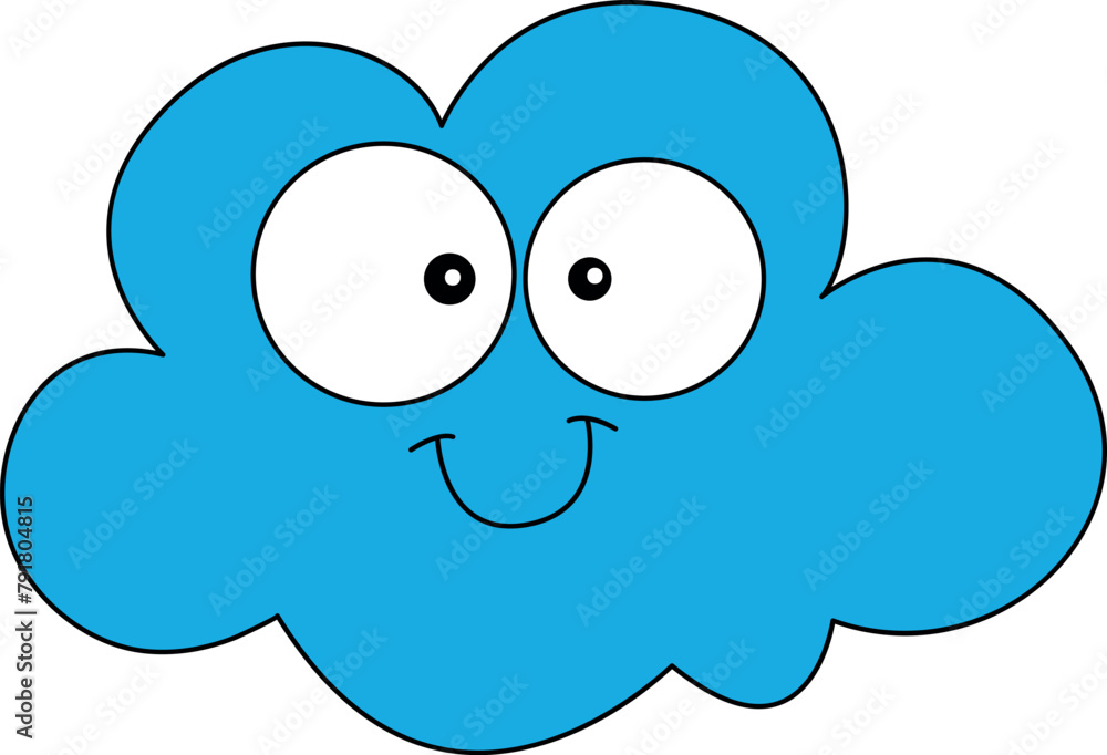 Cheerful Blue Cloud Cartoon Vector. This vector graphic resource ...