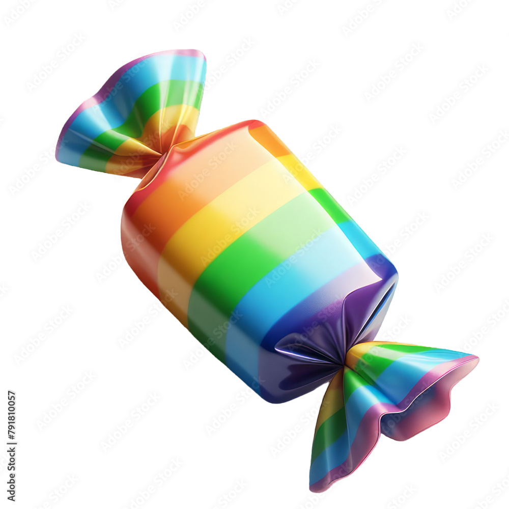 Rainbow color Wrapped caramel taffy Candy on a transparent Background ...