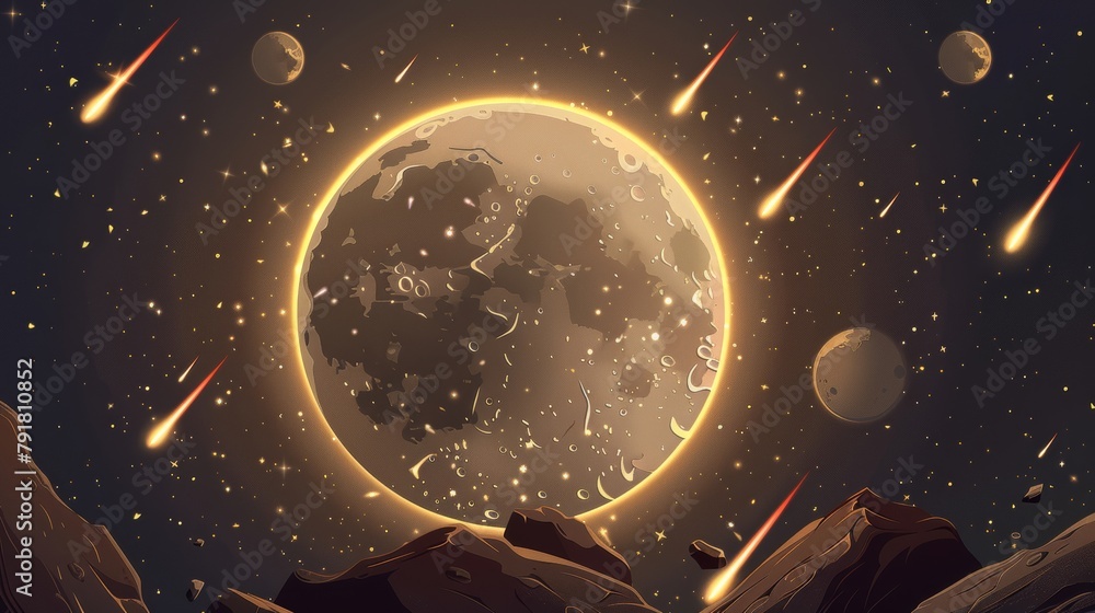 In this 3D modern illustration, you will find realistic lunar images ...