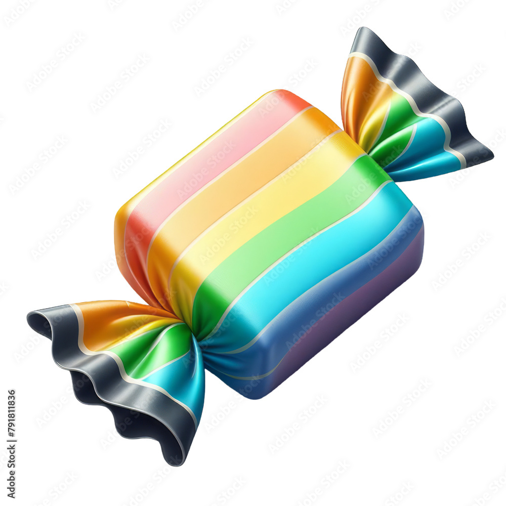 Rainbow color Wrapped caramel taffy Candy on a transparent Background ...