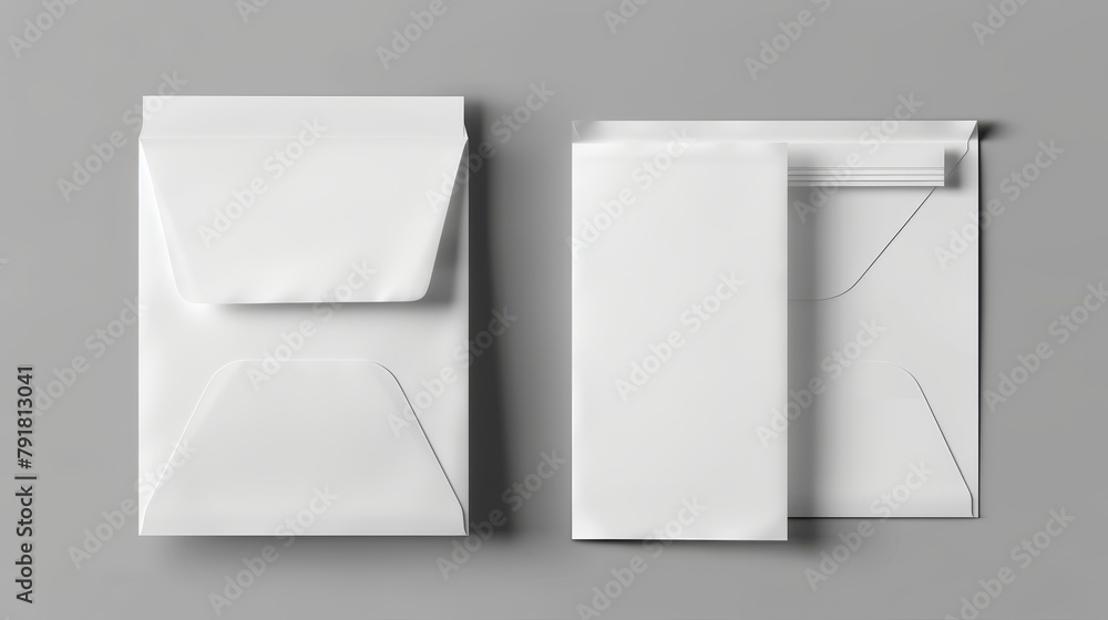 Blank closed and open DL and square binder envelopes mocked up in ...