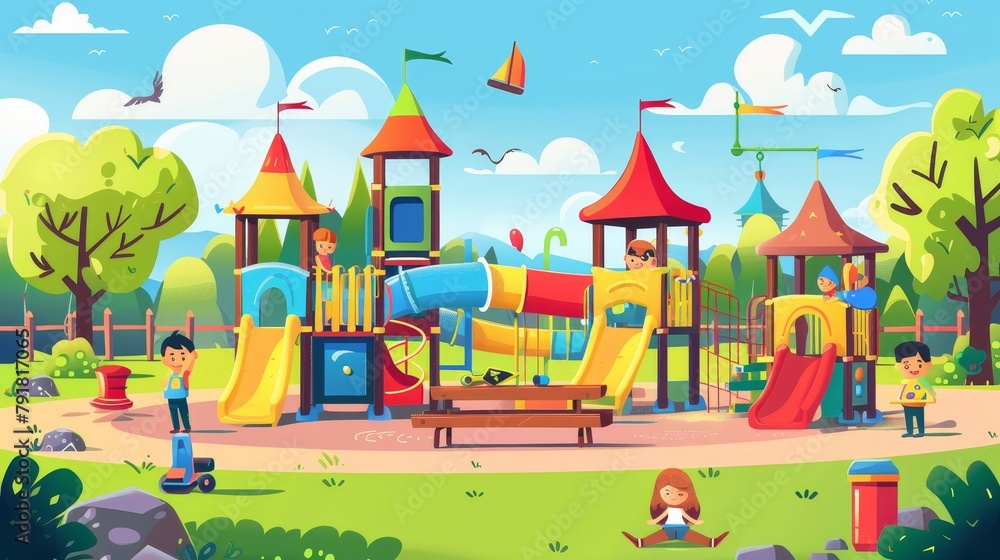 Kindergarten ad posters, invitations for kids to playschool. Nursery ...