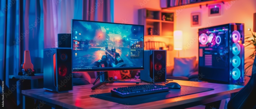 In this picture you will see a powerful gamer's setup dedicated to ...