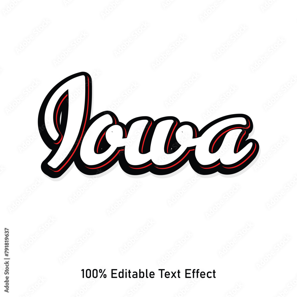 Iowa text effect vector. Editable college t-shirt design printable text ...