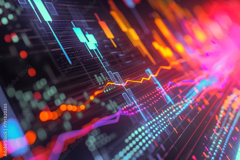 Abstract Business Graphs and charts with distorted shapes and colors ...