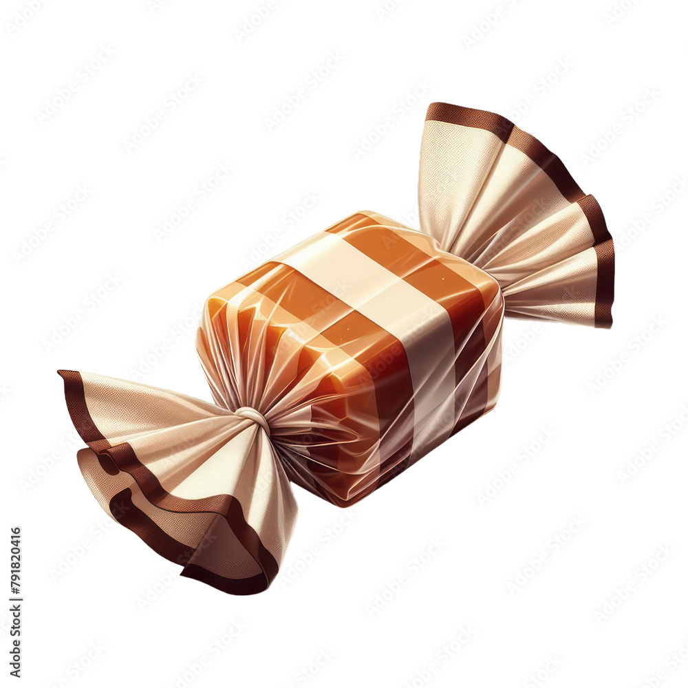 Brown color Wrapped caramel taffy Candy on a transparent Background PNG ...