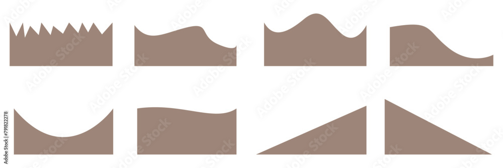 Divider Shape for Website Set. Vector banner header and separator. Wave ...