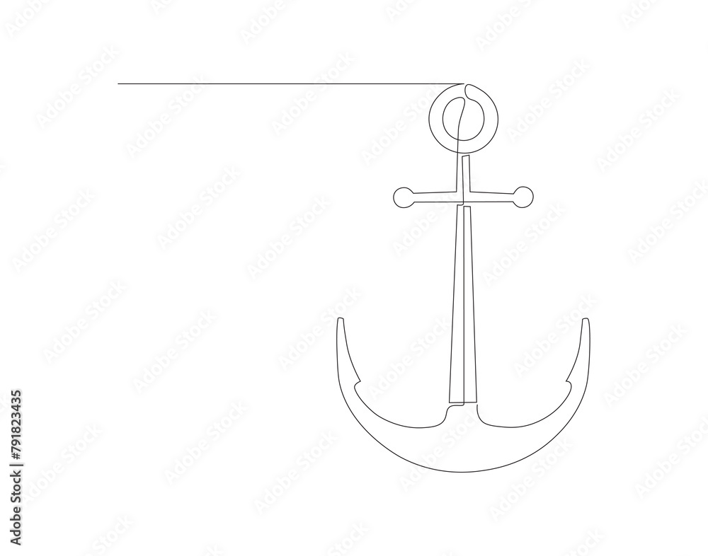Continuous line drawing of sea anchor. One line of sea anchor. Marine ...
