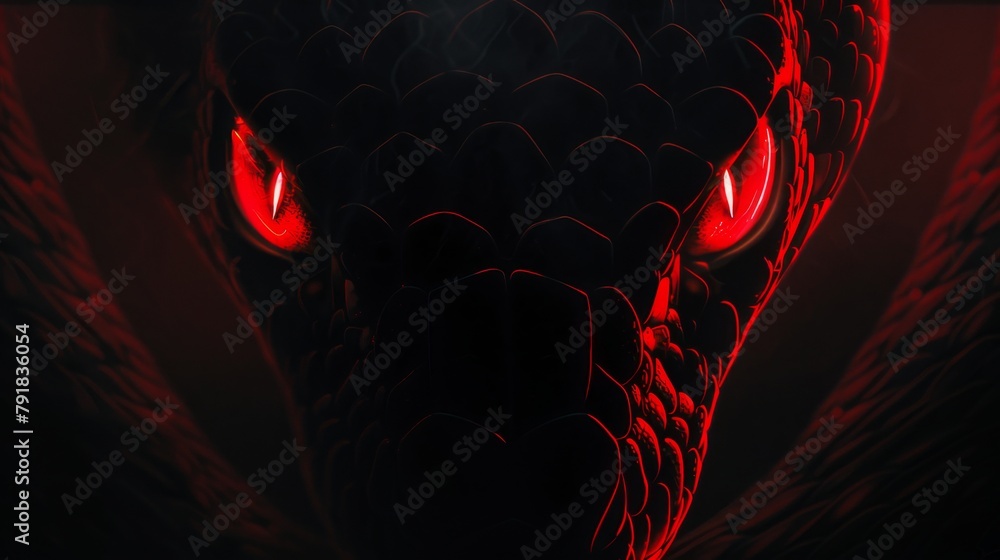 Black mamba snake HD wallpaper background with red glowing eyes Stock ...