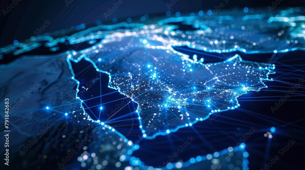 abstract network map of saudi arabia connecting middle east north ...