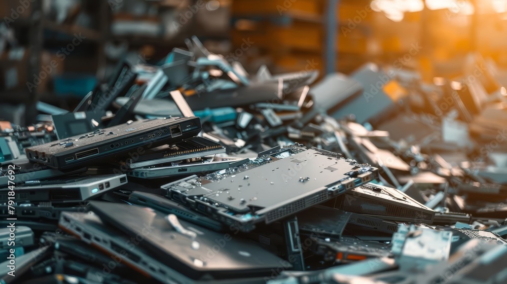 heap of discarded laptop parts ewaste recycling and electronic waste ...