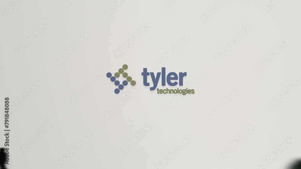 April 07th 2024 , Plano, Texas. logo of Tyler Technologies in a ...