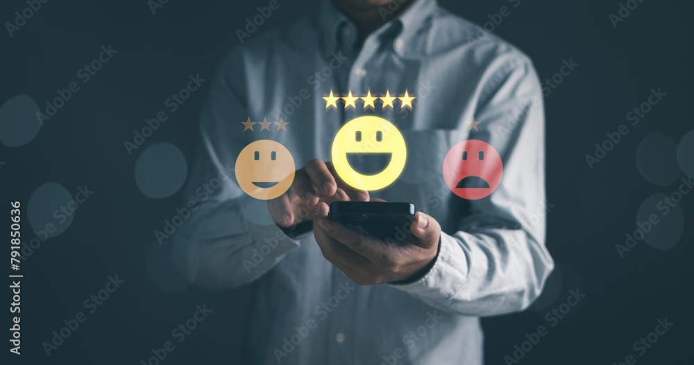 Customer experience and satisfaction concept, opinion, evaluation and ...
