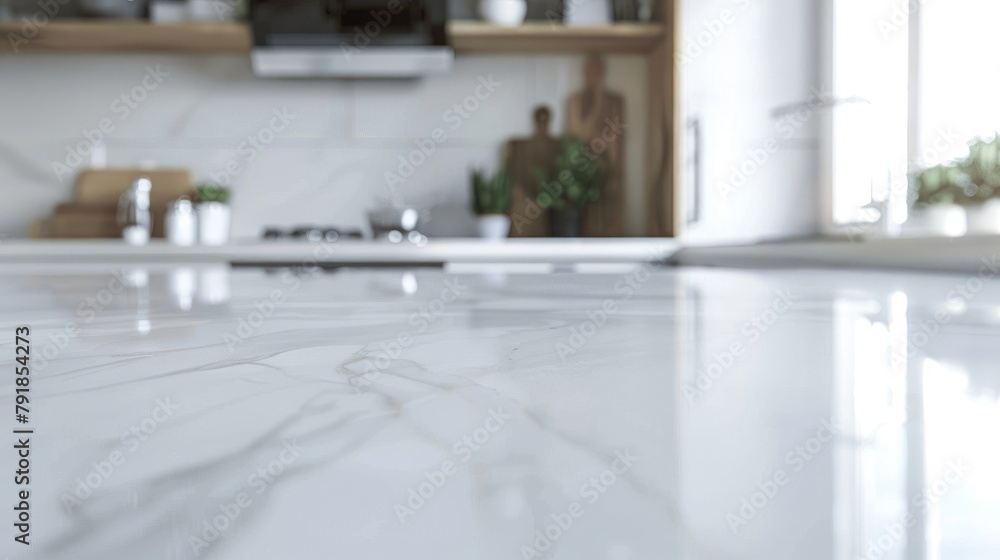 Abstract white minimalistic Scandinavian style kitchen background with ...