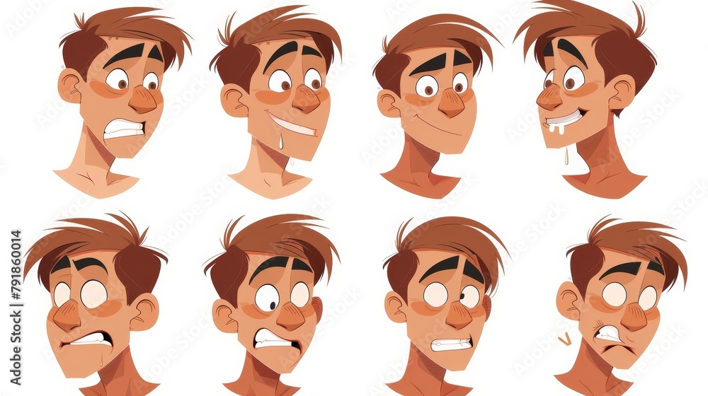 Set of animated facial expressions for a sad and happy man character ...