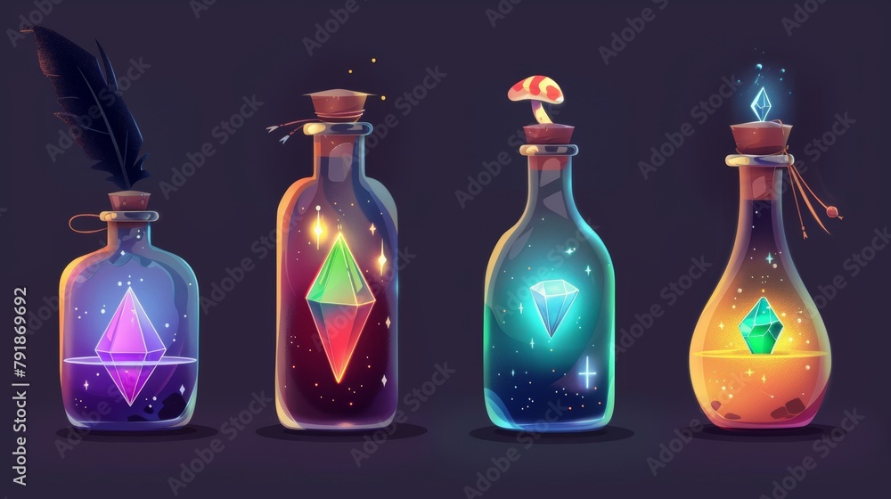 This fantasy liquid wizard elixir in chemistry vials is contained in ...