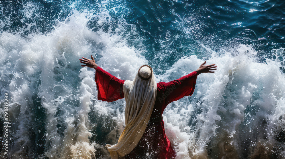 Moses parting the Red Sea., Pesach celebration, Jewish Holiday ...