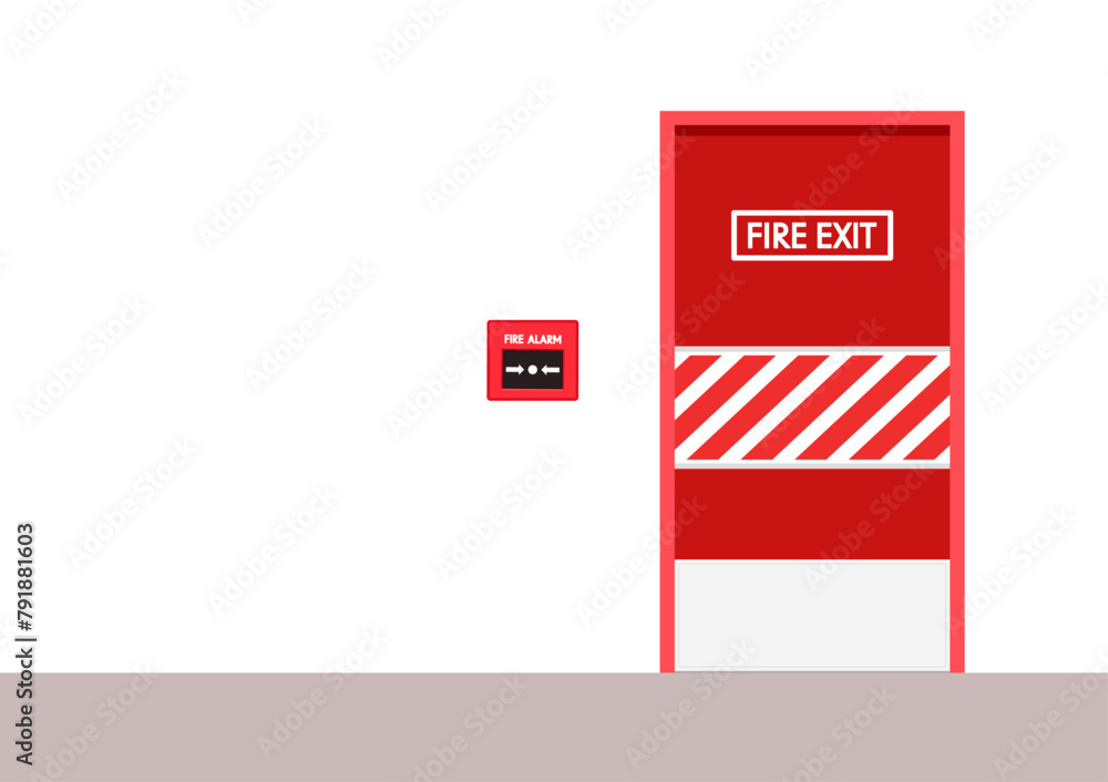Fire door vector. Fire alarm cartoon vector. Fire alarm system. Fire ...