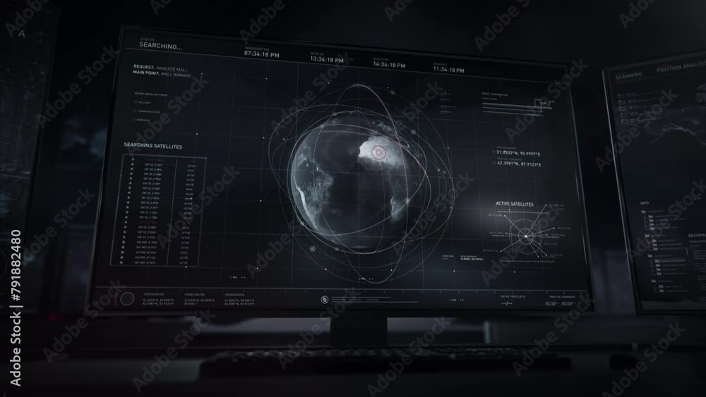 Computer Monitor.Satellites orbiting Planet Earth.Active Satellites ...
