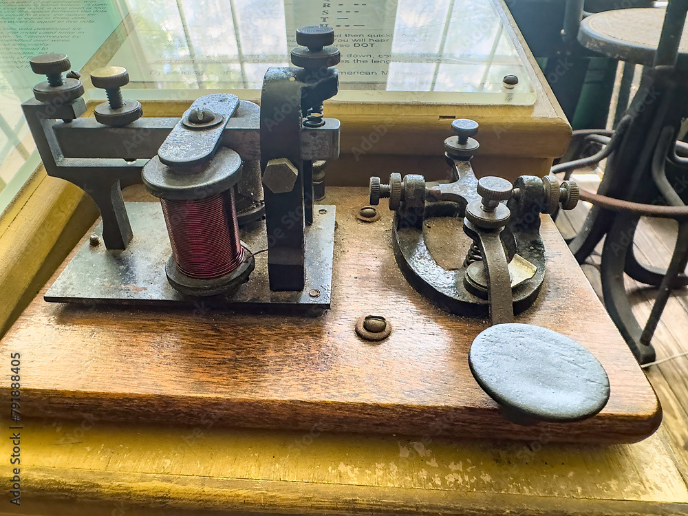 Photo & Art Print Antique telegraph for sending Morse code in the early ...