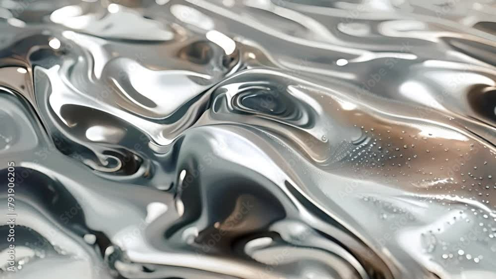 Silver liquid molten metal abstract art background effect. Wave liquid ...