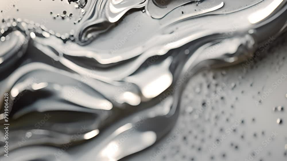 Silver liquid molten metal abstract art background effect. Wave liquid ...