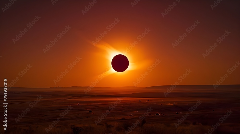 Apocalyptic dramatic image, doomsday event concept. Glowing full moon ...