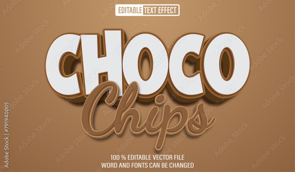 Editable 3d text style effect - Choco Chips text effect Template Stock ...