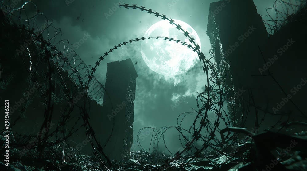 Craft a surreal dystopian dreamscape through a worms-eye perspective ...