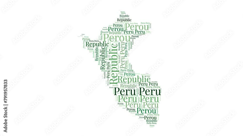 Peru shape words animation. Peru boundary filled with country names ...