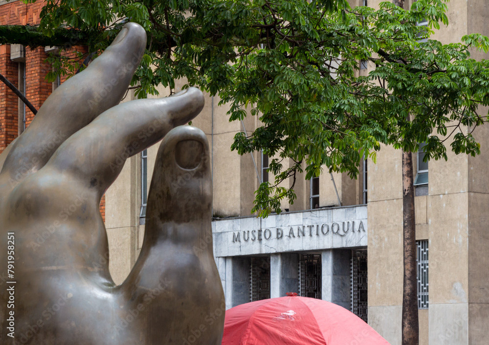 Medellin, Antioquia, Colombia, July 27 2023 : giant sculpture of a hand ...